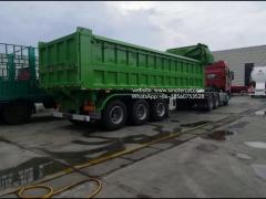 3 Axle Front Hydraulic Lift Semi Dump 24CBM High Efficiency Unloading With A Tarp