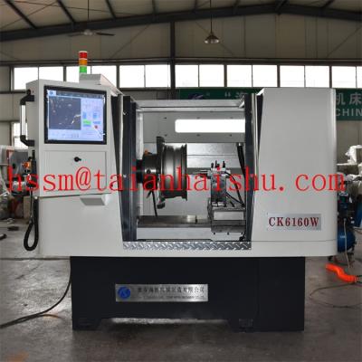 China automatic cnc wheel repair lathe CK6160W wheel surface cutting machine with laser probe and touch screen for sale
