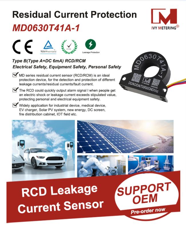 Md0630t01a-1 τρόπος 3 IEC62752 τρέχων ανιχνευτής ΣΥΝΕΧΟΎΣ διαρροής εναλλασσόμενου ρεύματος 6mA τύπων Β RCM 30mA της EV