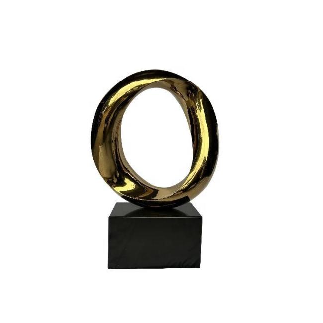 Modern art mirror stainless steel ring sculpture abstract for sale