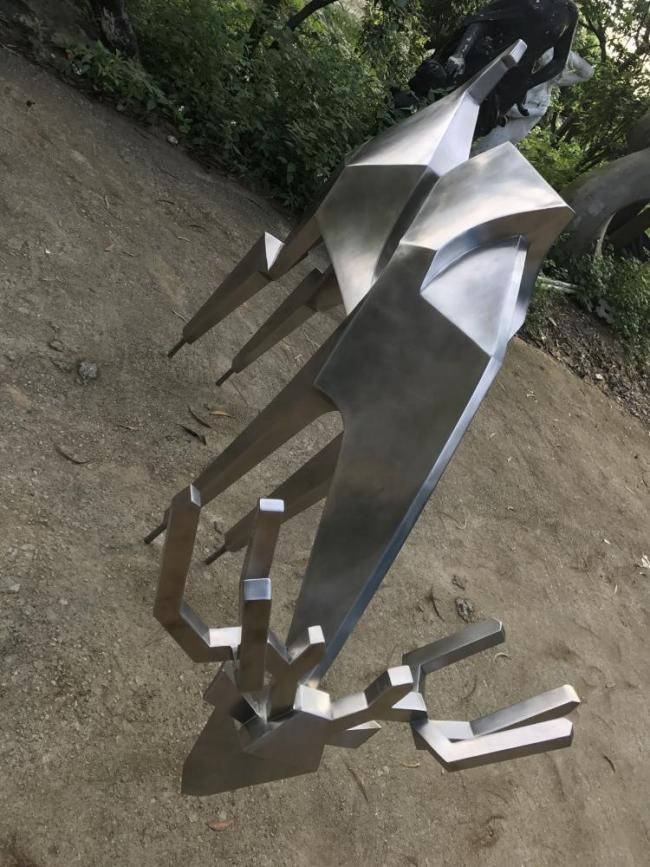 Modern outdoor decor stainless steel mirror custom white abstract metal deer statue for garden