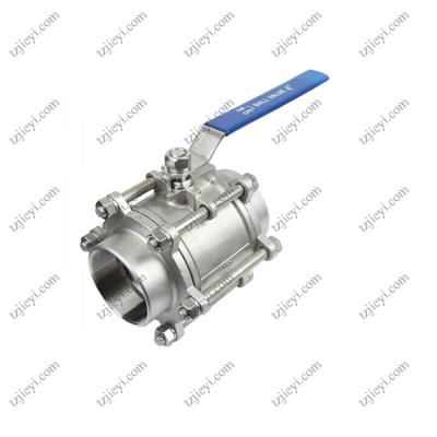 China 3 Pcs Non-retention Ptfe Seat 3 Inch Stainless Steel Ball Valve for sale