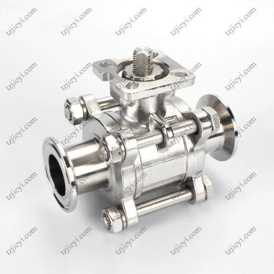 China Manual Sanitary Stainless Steel SS304 /SS316L Direct Way 3 PCS Ball Valve with High quality Handle Type For Food for sale