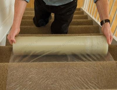 China Water Based Acrylic Glue Protective Carpet Film 36X200 Transparent Printed for sale