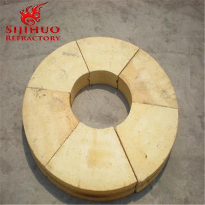 China High Alumina 48 Fireclay Brick Yellow Thin Round Curved Kiln Refractory Clay Fire Bricks for sale