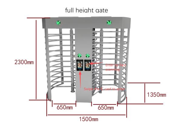 Quality Face Recognition Turnstile Barrier Gate System Access Control Full Height for sale