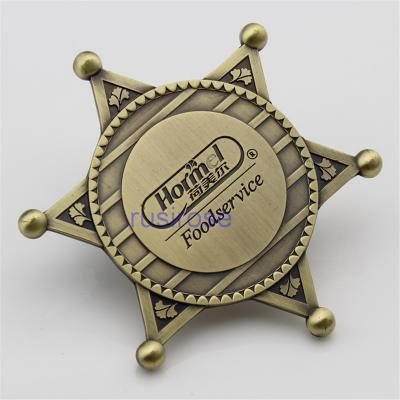 China Customized antique five-pointed star metal badge custom, five-pointed star metal medal custom, can be equipped with box for sale