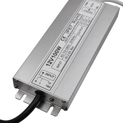 China 12v 100w Slim waterproof power supply IP67 LED transformer Adapter for LED Light for sale