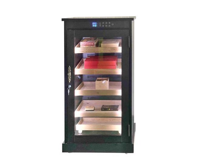 Precise Control Elegant Wood Electric Cigar Display Cooler Cabinet With Locker