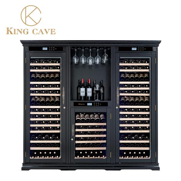 Quality Low Noise Electric Wood Wine Cooler With Embraco Compressor And LED Lights for sale