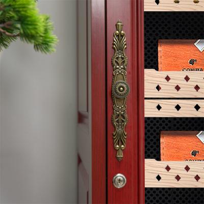 China Automatische bevochtiging Rood massief hout Elektrische sigarenkoeler Humidor met slot Te koop