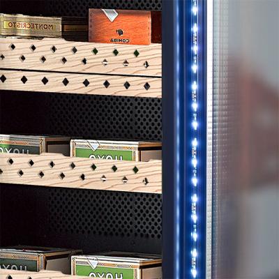 China Premium Quality Dark Brown Solid Wood Frame Cigar Cooler Humifier With Locker for sale