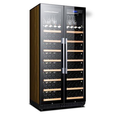China Smart Dual-Zone Temperature Control Solid Wood Kitchen Wine Cooler with 120-Bottle Capacity for sale