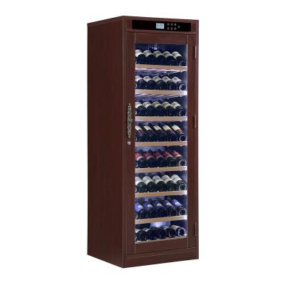 China Spacious Storage Capacity Wood Wine Cooler with Lockable Glass Door and Precision Temperature Control for sale