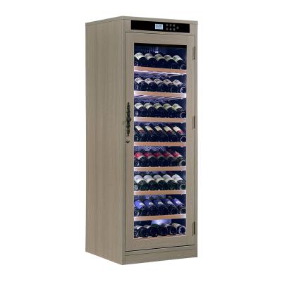 China Light Gray Solid Wood Wine Cooler with Removable Wooden Shelves Digital Touch Panel and Less than 42 dB Noise Level for sale