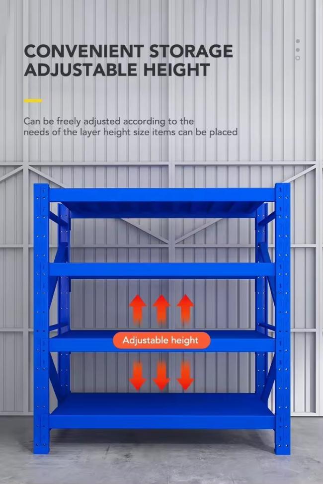 Customized Warehouse Storage Metal Light Duty Rack Garage Shelves 100kg Per Layer