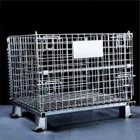 China Stackable Silver Rectangular Steel Wire Mesh Storage Container With 40mm-50mm Opening for sale