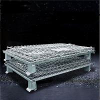 China Stackable Silver Rectangular Steel Wire Mesh Storage Container With 40mm-50mm Opening for sale