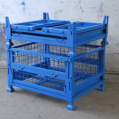 Cina 0.5-1.5t Pallet Container Stackable Foldable Powder Coating Stillage Storage Rack Box in vendita