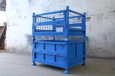 Cina 0.5-1.5t Pallet Container Stackable Foldable Powder Coating Stillage Storage Rack Box in vendita