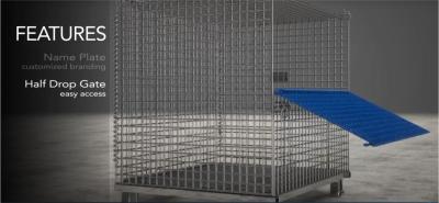 Cina Foldable Collapsible Heavy Duty Steel Galvanized Wire Mesh Container Customized in vendita