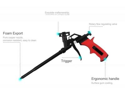 China Caulking Gun Spray Applicatie Applicator Eén component Hoogwaardig polyurethaan/ PU Uitbreidingsfoampistool Te koop