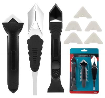China Kit de ferramentas para remoção de silicone e raspador de silicone 3 em 1 selante substituto e remoção Kit de ferramentas de calafação com 3 almofadas substituíveis para morcego à venda