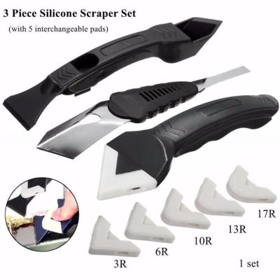 Cina Set di raschiatrici in silicone 3pcs Strumento di incollatura di raschiatrici in silicone per incollatura di sigillante Kit di pulizia finale Set di sigillante Spatula sigillante in vendita