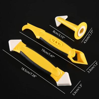 China 3 peças Kit de ferramentas de calafação, amarelo silicone selante de acabamento e substituir ferramenta de remoção com um bico de calafação à venda