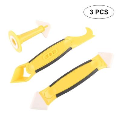 China 3 peças Kit de ferramentas de calafação, amarelo silicone selante de acabamento e substituir ferramenta de remoção com um bico de calafação à venda