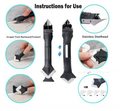 Cina 12 Pcs Caulking Finishing Tool Kit, 3 in 1 Caulking Tools (stainless steelhead) Silicone Sealant Caulk Grout Remover Scraper e in vendita