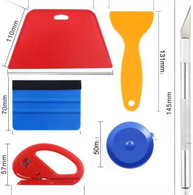 Cina Squeegee snitty kit di attrezzi di avvolgimento in vinile Cutter and Craft Knife with Replacement Wallpaper stick and peel Smoothing Tool Kit in vendita
