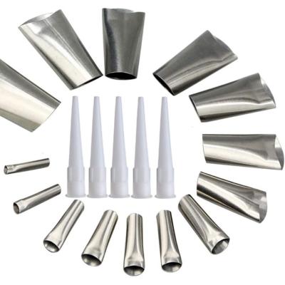 Cina 19 PCS Applicatore di ugello di calcificazione perfetto Finisher di calcificazione ugello strumento di finitura del sigillante in acciaio inossidabile riutilizzabile in vendita