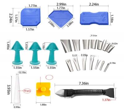 Cina 34PCS strumento di finitura di calcificazione utensile riutilizzabile in acciaio inossidabile e silicone applicatore ugello di sigillante scraper calciatore in vendita