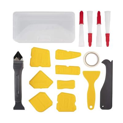 Cina 15 PCS Silicone Caulking Tool Kits Sealant Finishing Tool Grout Scraper Caulk Nozzle per cucina Bagno Finestra con deposito Bo in vendita