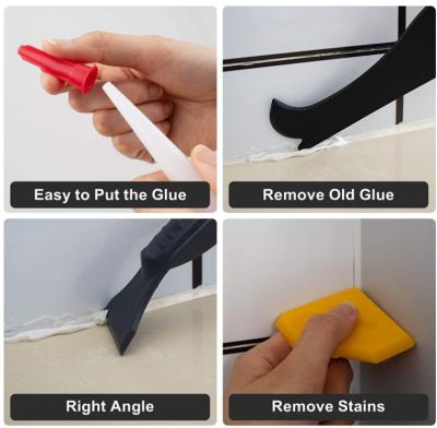 Cina 15 PCS Silicone Caulking Tool Kits Sealant Finishing Tool Grout Scraper Caulk Nozzle per cucina Bagno Finestra con deposito Bo in vendita