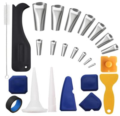 Cina 30 Pcs Practical Caulking Tool Kit,Con 14 Pcs Stainless Steel Sealant Caulk Nozzle Kit in vendita