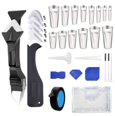 Cina Kit di strumenti per calafataggio in silicone 6 in 1 da 32 pezzi (testa in acciaio inossidabile) Kit di ugelli per calafataggio Set di kit di finitura applicatore in vendita