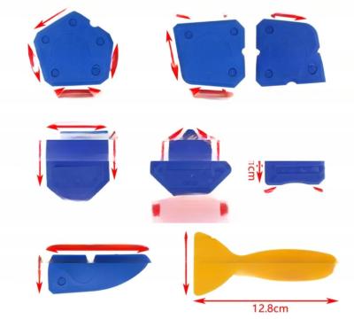 China 3 em 1 Ferramentas de calafação Ferramenta de acabamento de selante de silicone Escrava-cabeça Remover de calafação com Kit de almofadas de bocal de calafação à venda