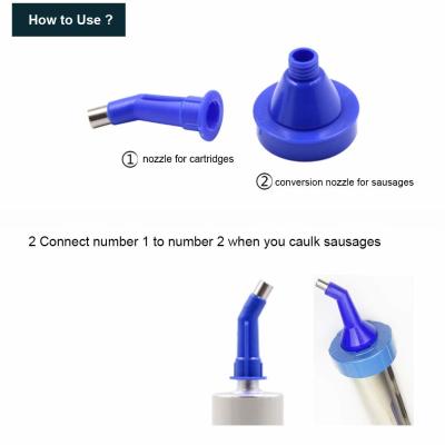 Cina Cone di plastica piegato per la caulking della pistola salsiccia e cartuccia Tipo di caulk inossidabile ugello di doppio uso adesivo strutturale applicare per la porta W in vendita
