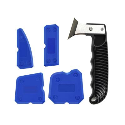 China 4 espátulas de silicone azul e 1 espátula de vidro preto de aço inoxidável à venda