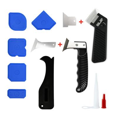 China 12 peças de conjunto de selante conjunto de silicone caulk Ferramenta de acabamento remoção de mofo de ângulo raspador com bico e tampa à venda