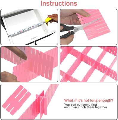 Cina 40pcs abbigliamento fai da te organizzatore di stoccaggio separatore di cassetti regolabili divisori per calzini / biancheria intima / trucco / cucina / comodino in vendita