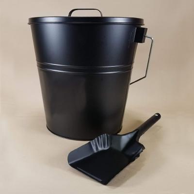 Cina Acciaio Legato Metallico Flat Black Camino Cenerentole Con Paletta E Coperchio in vendita