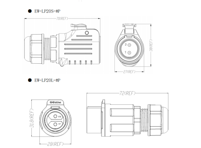 LP12 Plastic multi-core waterproof connector Industrial sensor IP68 