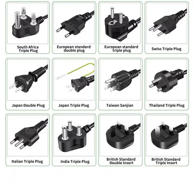 US Plug-C13 3 Pin Prong Plug Cable USA AC Cords Electric Lead US Power Cord