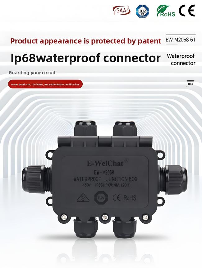 Waterproof junction box front view