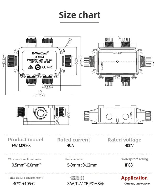 Waterproof junction box in outdoor setting
