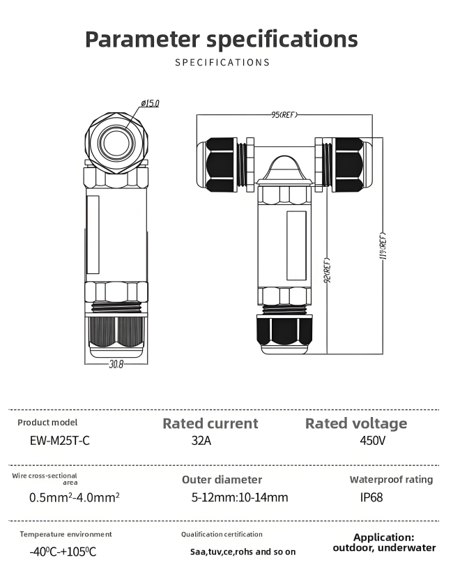 M25TC Waterproof Connector installation example