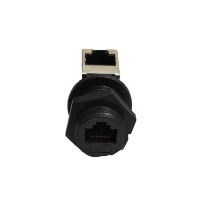 China PA66 Nylon IP67 Watertight RJ45 Connector 90 Degree Network Panel Type for sale